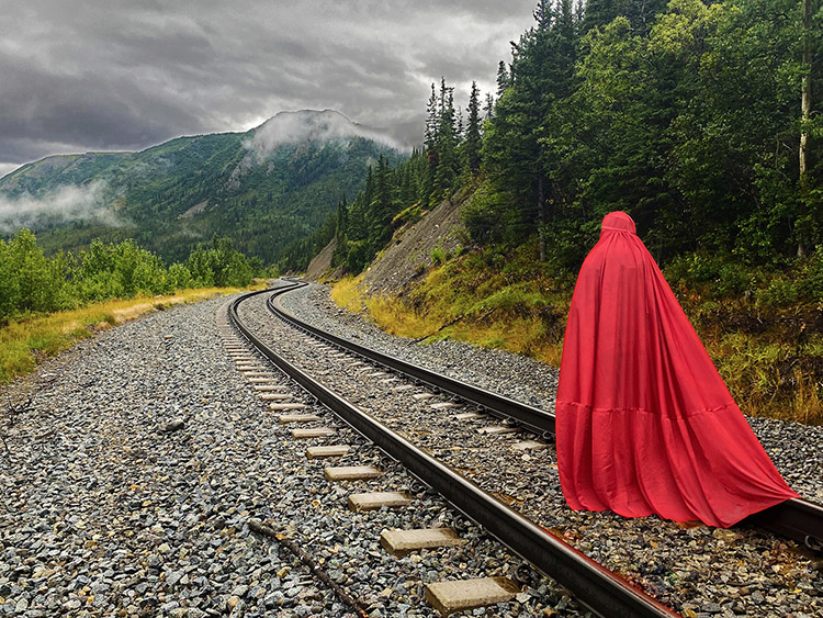 Deann Jennings # USA # Woman with the Red Burka - Blank Wall Gallery